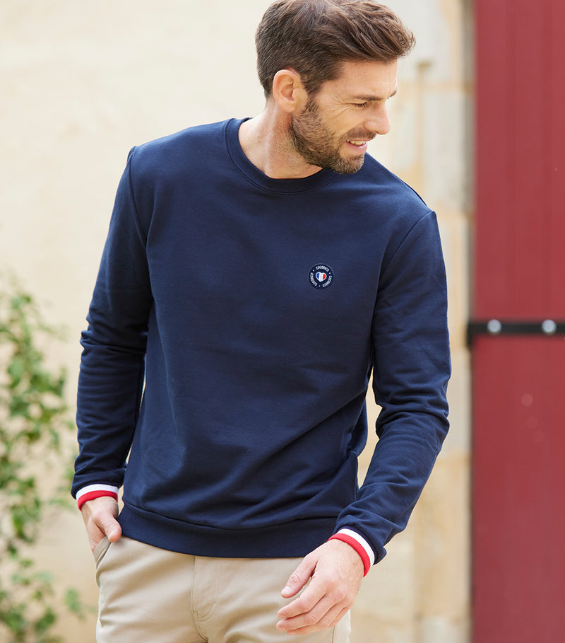 Sweat Homme Supporter Marine - Le Blason - Made in France - Cocorico