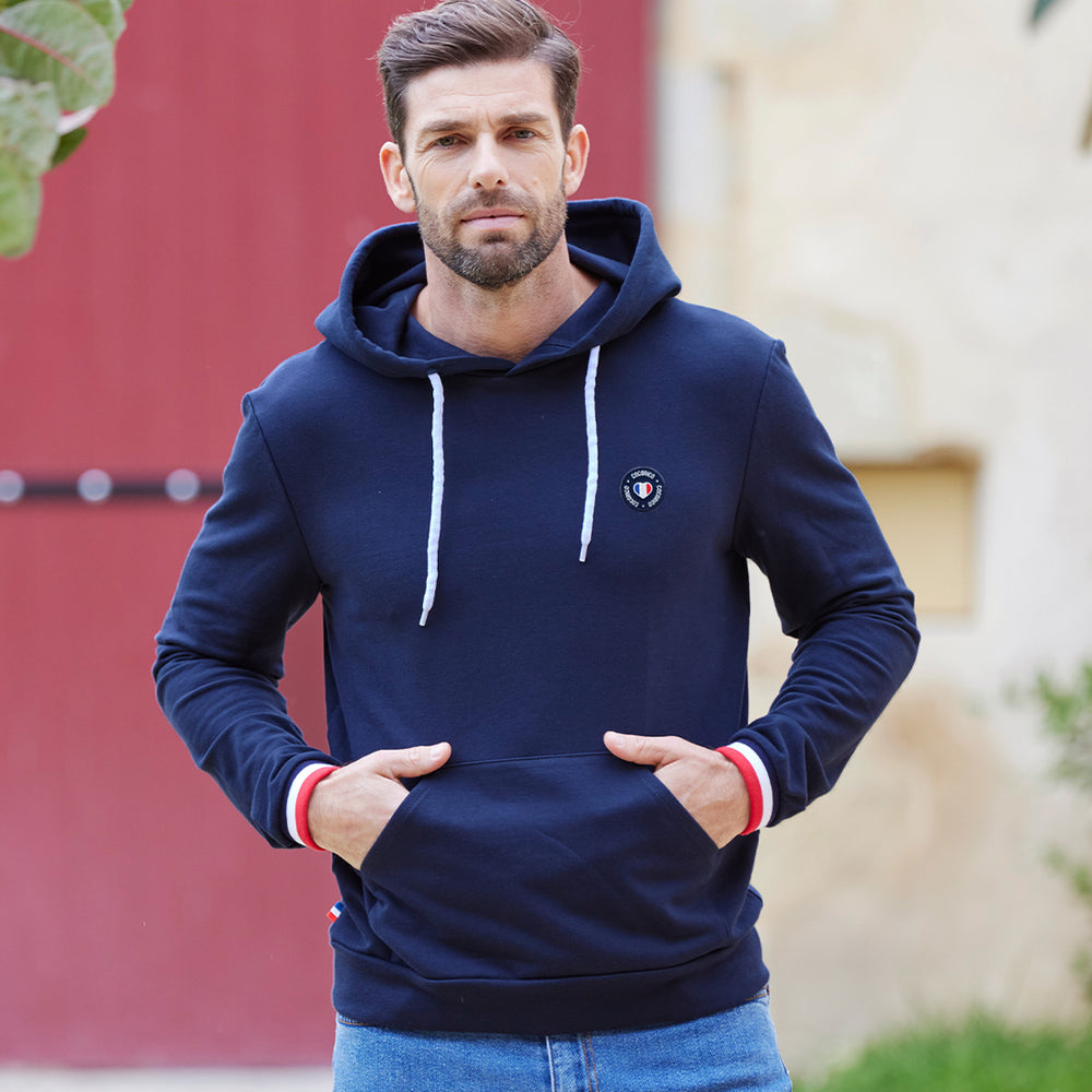 Sweat à capuche Homme Supporter Marine - Blason - Made in France - Cocorico