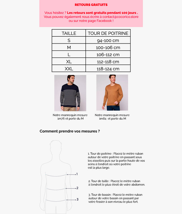 Pull Homme laine Gris - Made in France - Cocorico