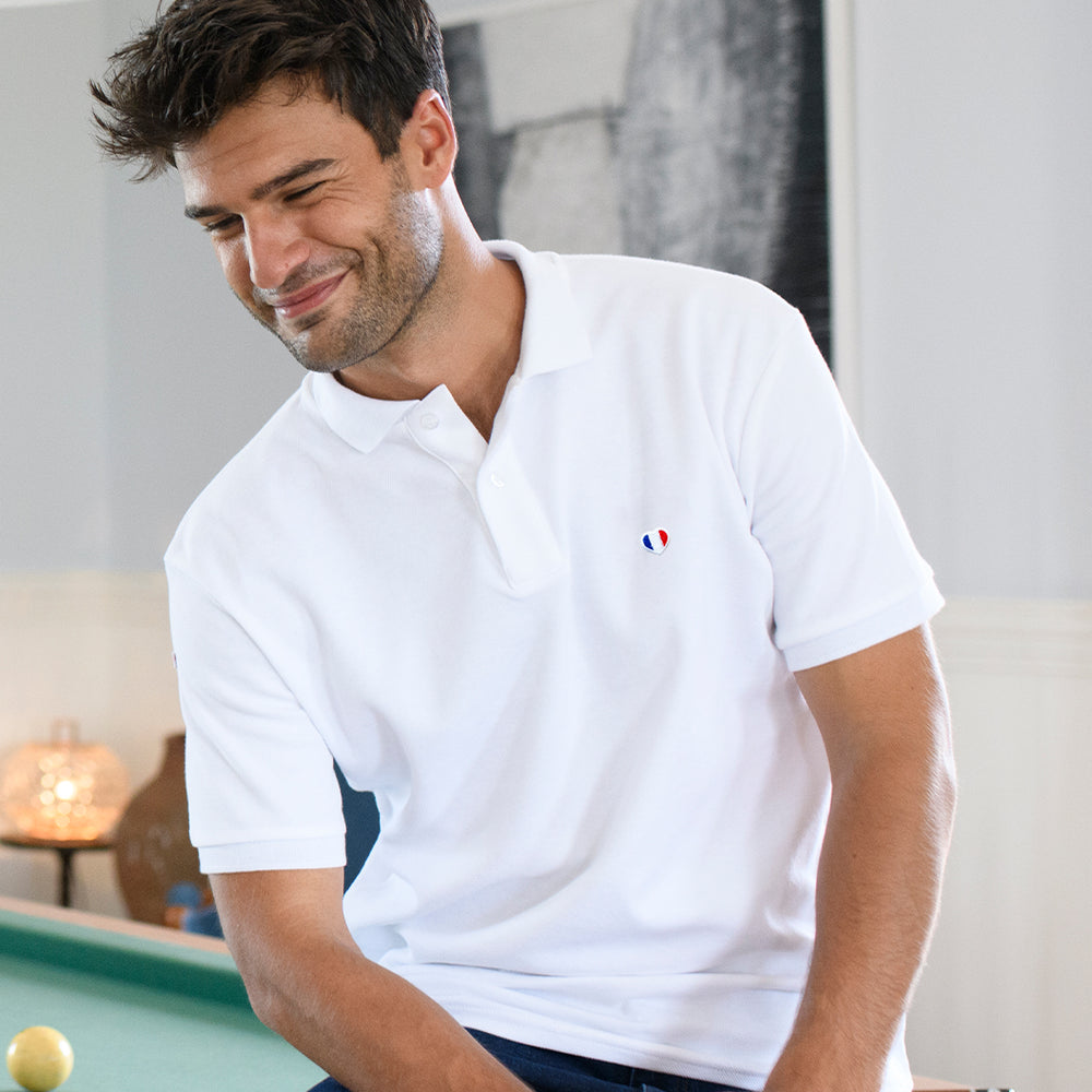 Polo Homme Blanc - L'Iconique - Made in France - Cocorico