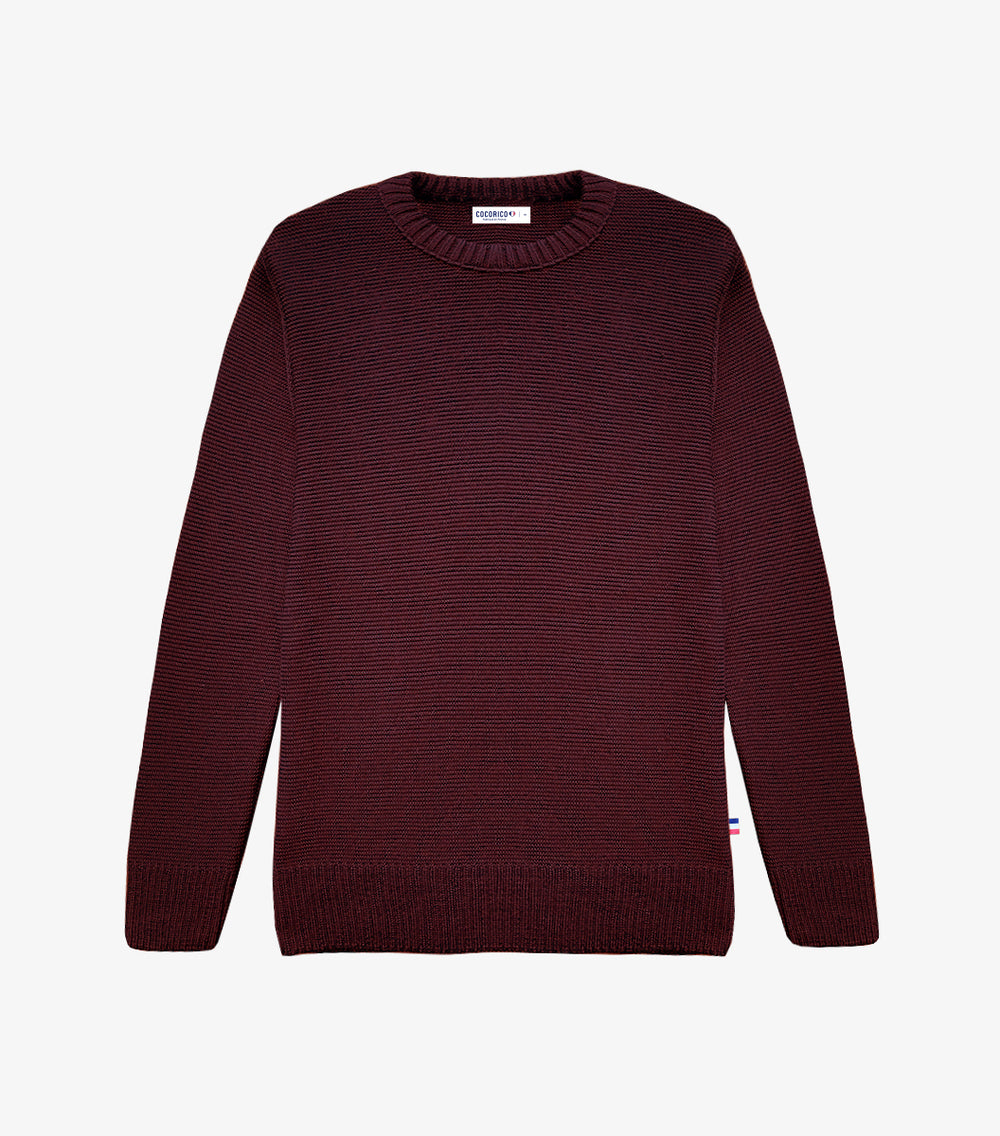 Pull Homme laine Bordeaux - Made in France - Cocorico