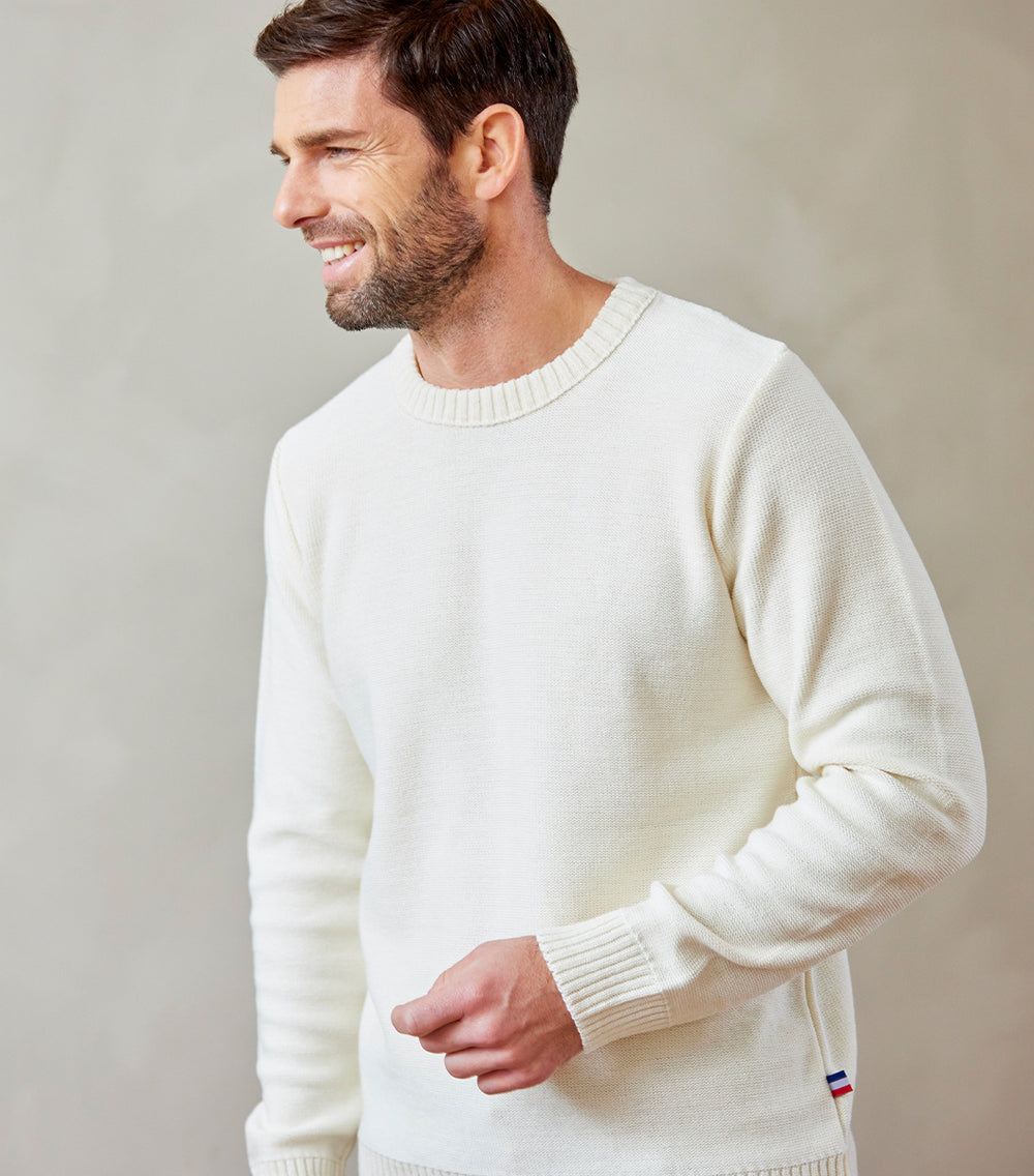 Pull Homme laine Ecru - Made in France - Cocorico