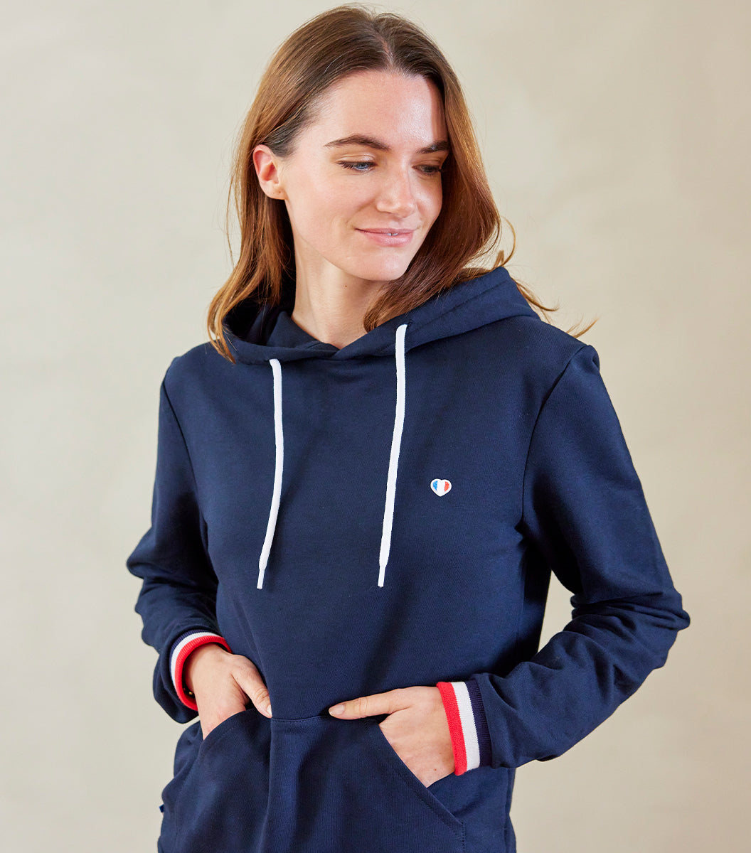 Sweat à capuche Femme Supporter Marine - Iconique - Made in France ...