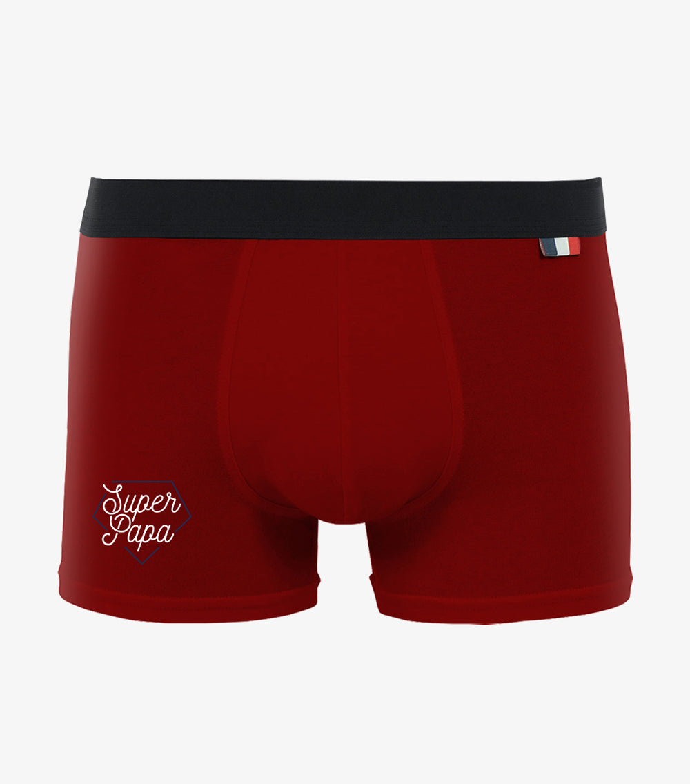 Boxer Homme Rouge - Super Papa - Made in France - Cocorico