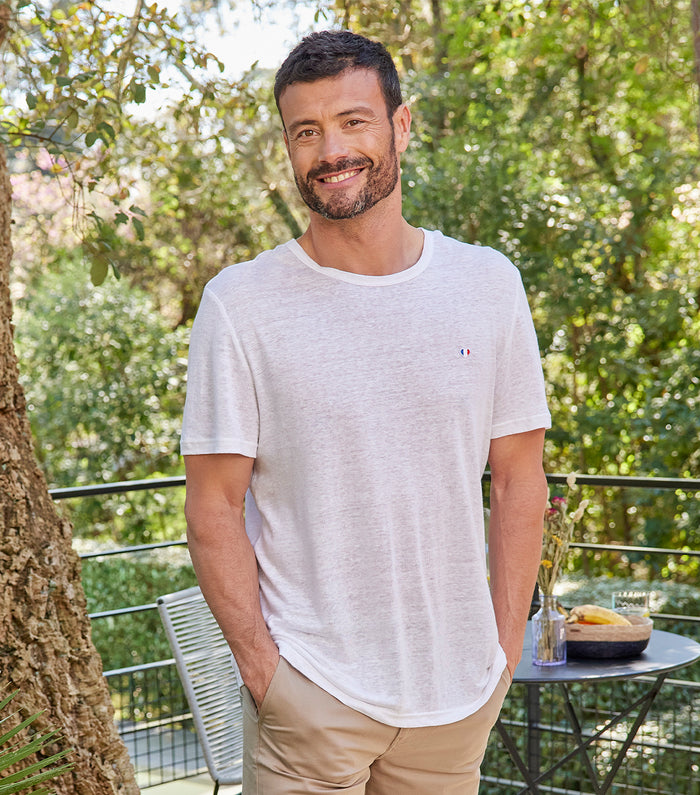 T-shirt Homme en Lin Blanc - Iconique - Made in France - Cocorico