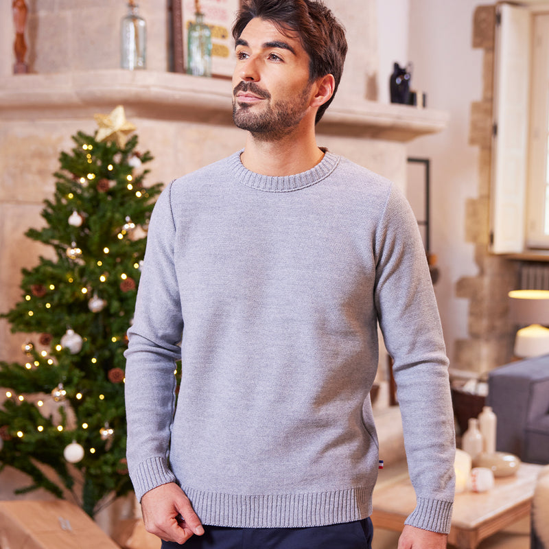 Pull Homme laine Gris - Made in France - Cocorico