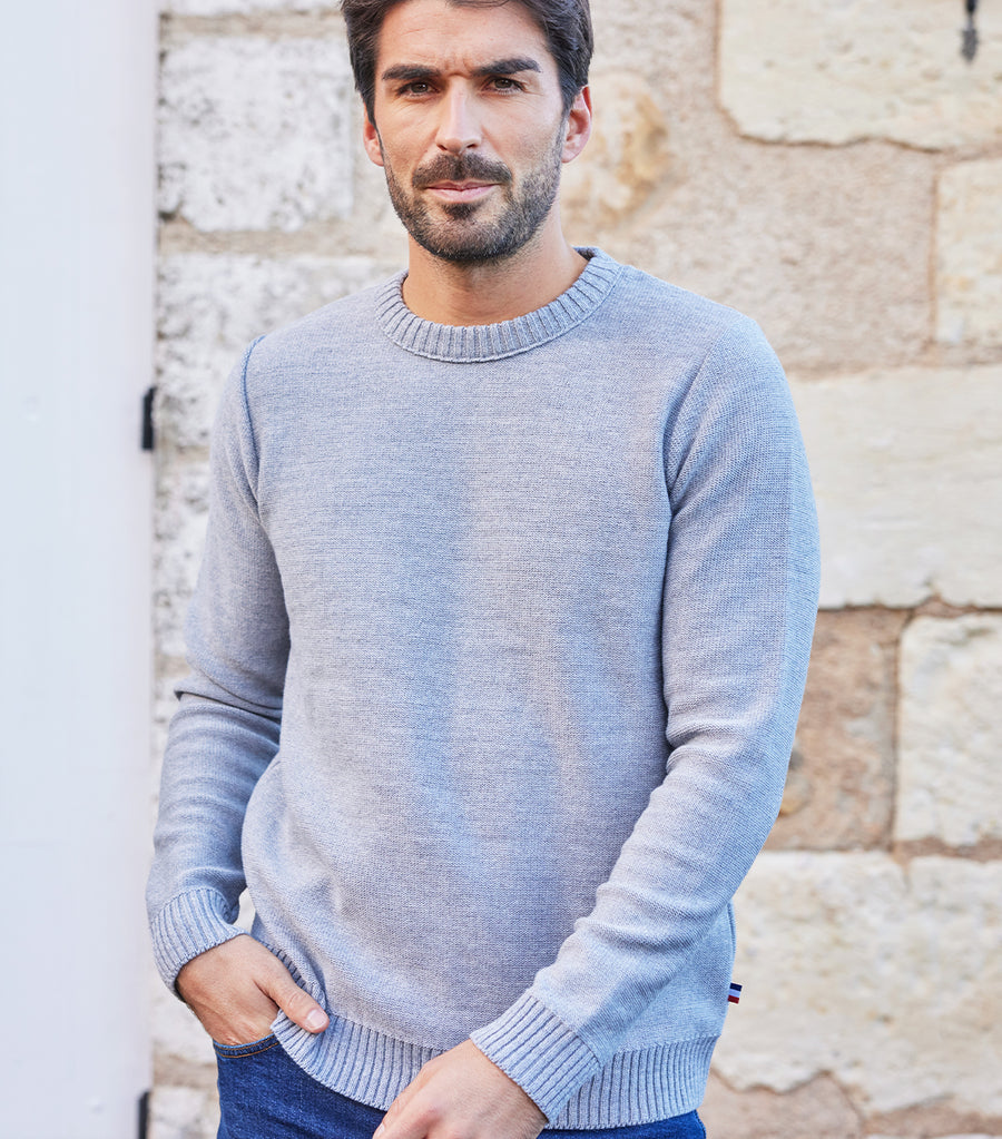 Pull Homme laine Gris - Made in France - Cocorico