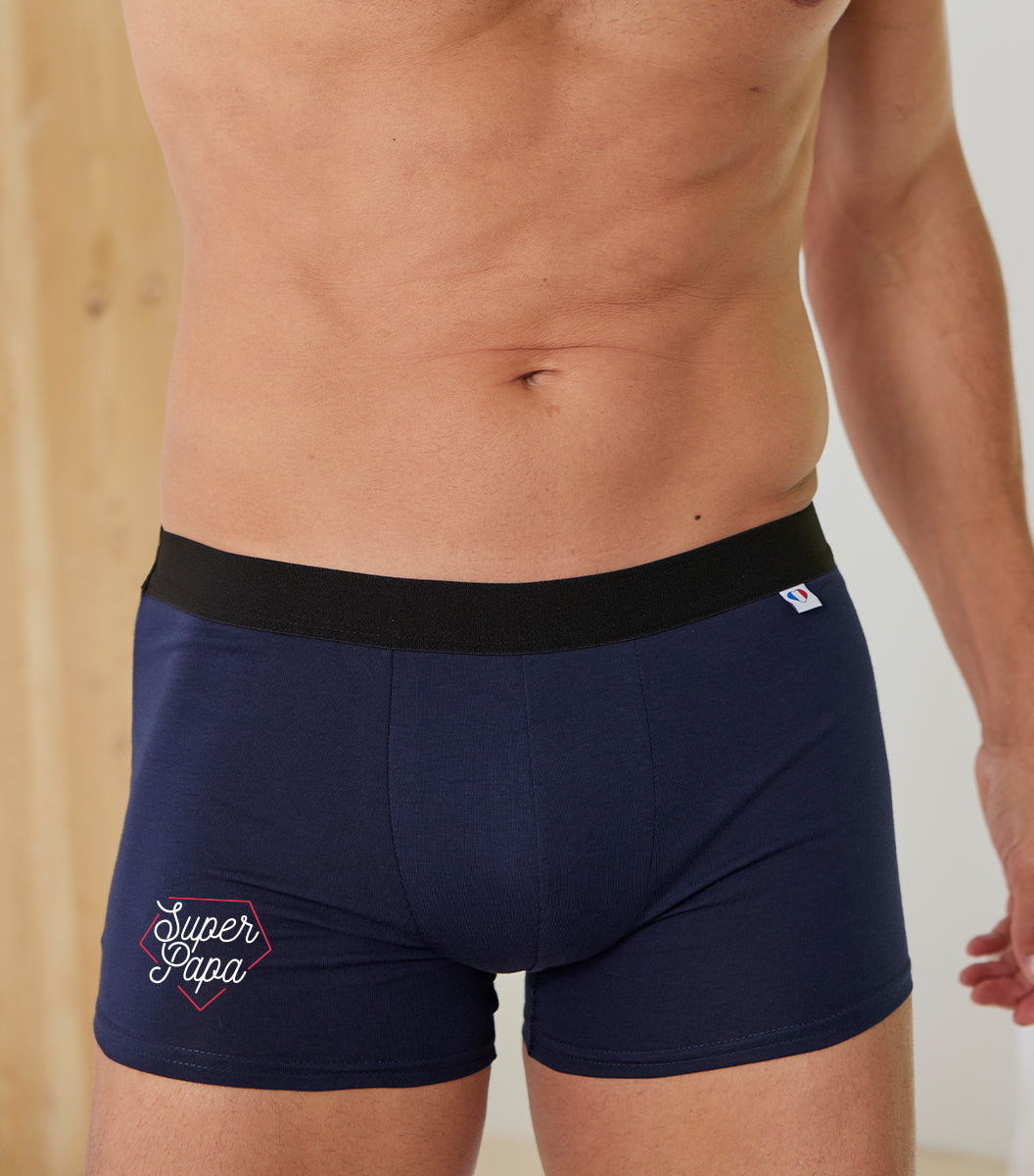 Boxer Homme Marine - Super Papa - Made in France - Cocorico