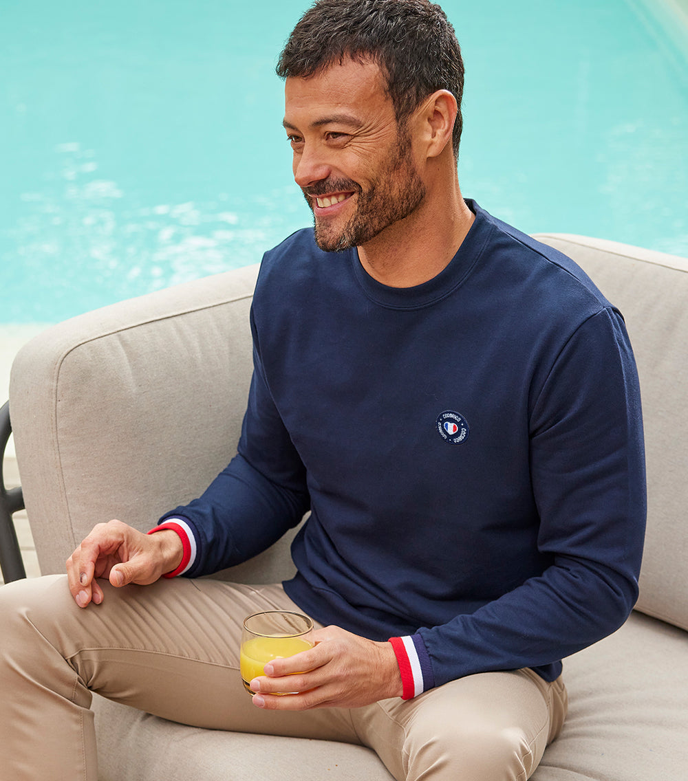 Sweat Homme Supporter Marine - Le Blason - Made in France - Cocorico