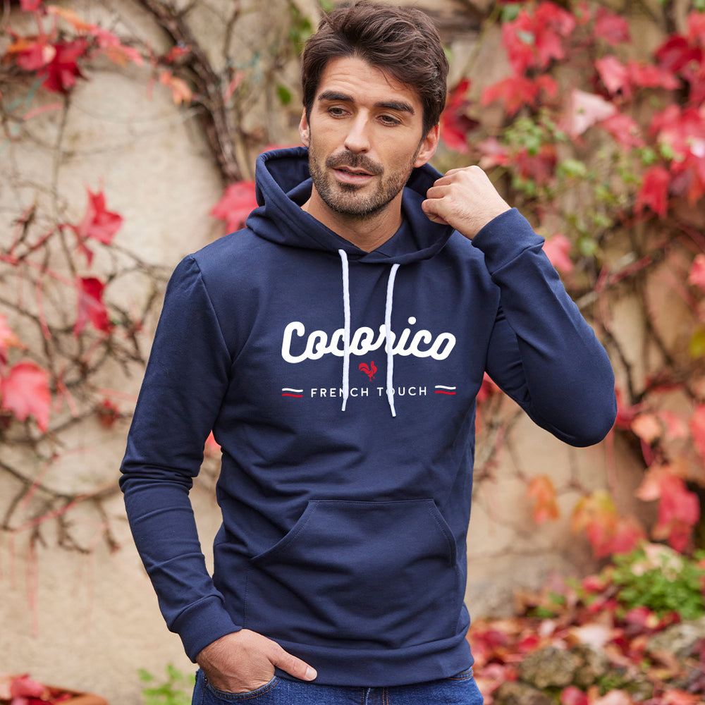 Sweat à capuche Homme Marine - French Touch - Made in France - Cocorico