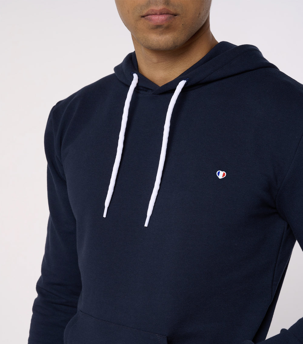 Sweat à capuche Homme Marine - L'Iconique - Made in France - Cocorico