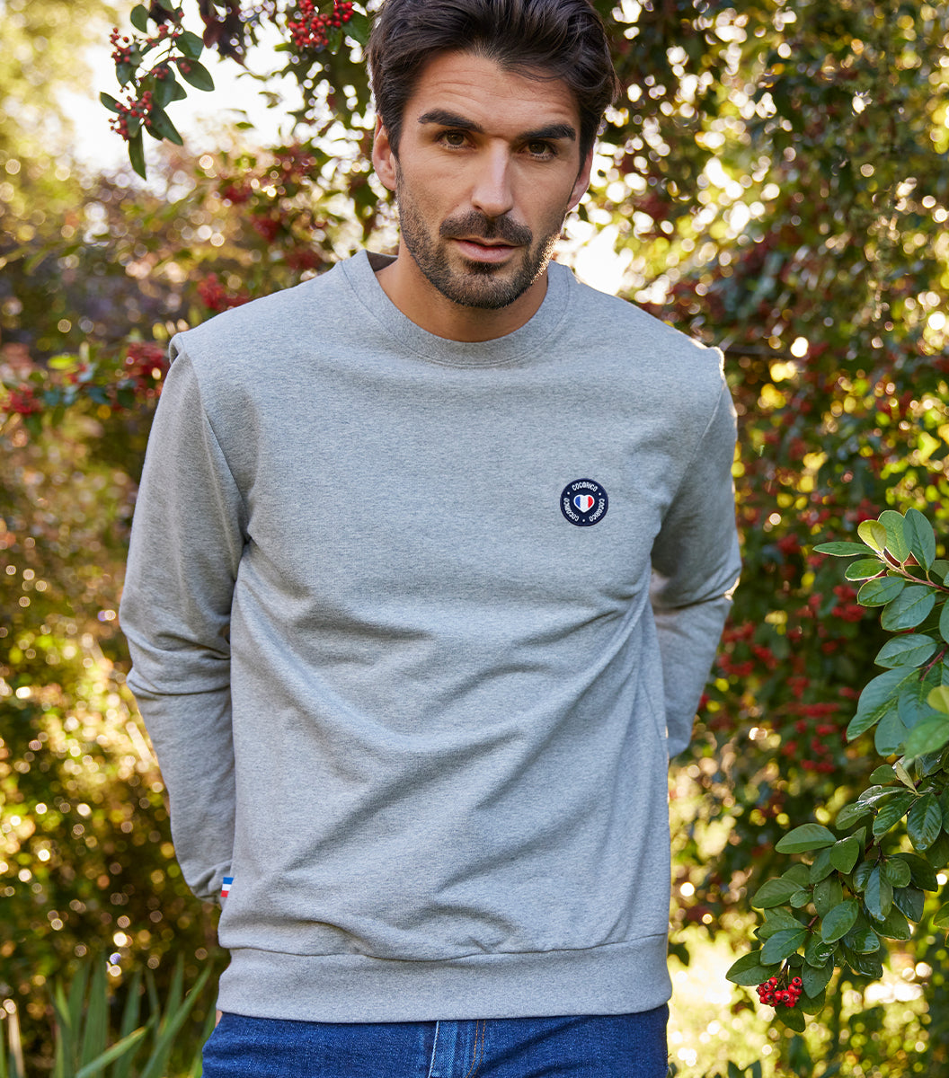 Sweat Homme Gris - Le Blason - Made in France - Cocorico
